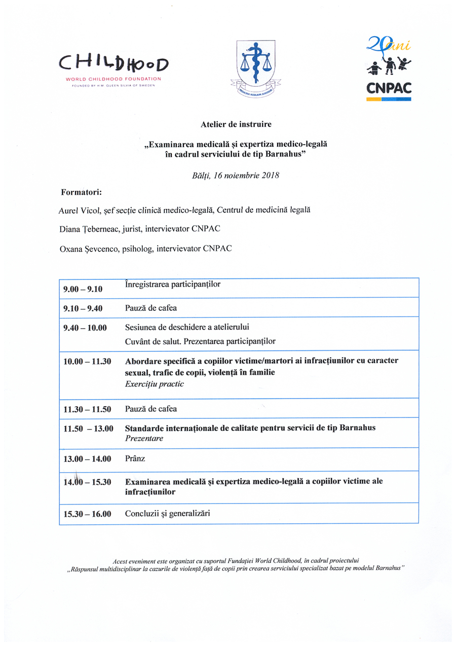 16.11.2018, OR. BĂLȚI. CENTRUL NAȚIONAL DE PREVENIRE A ABUZULUI FAȚĂ DE COPII (CNPAC) ÎN ...